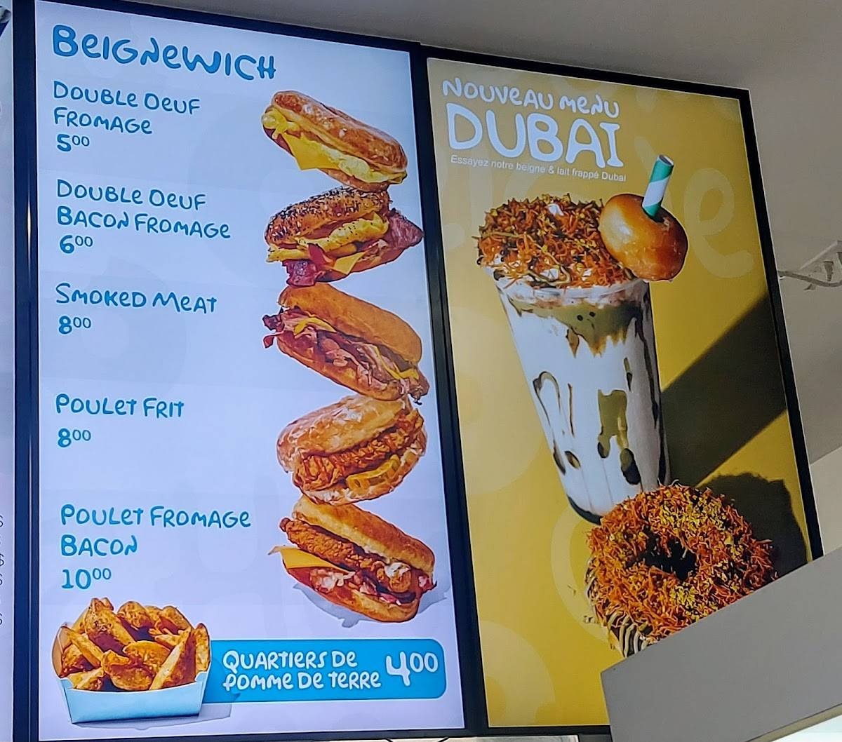 Menu au Homers Boîte à Beignes, Montréal