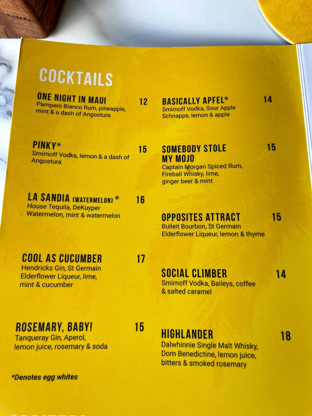 Menu at Honeysuckle Social pub & bar, Newcastle