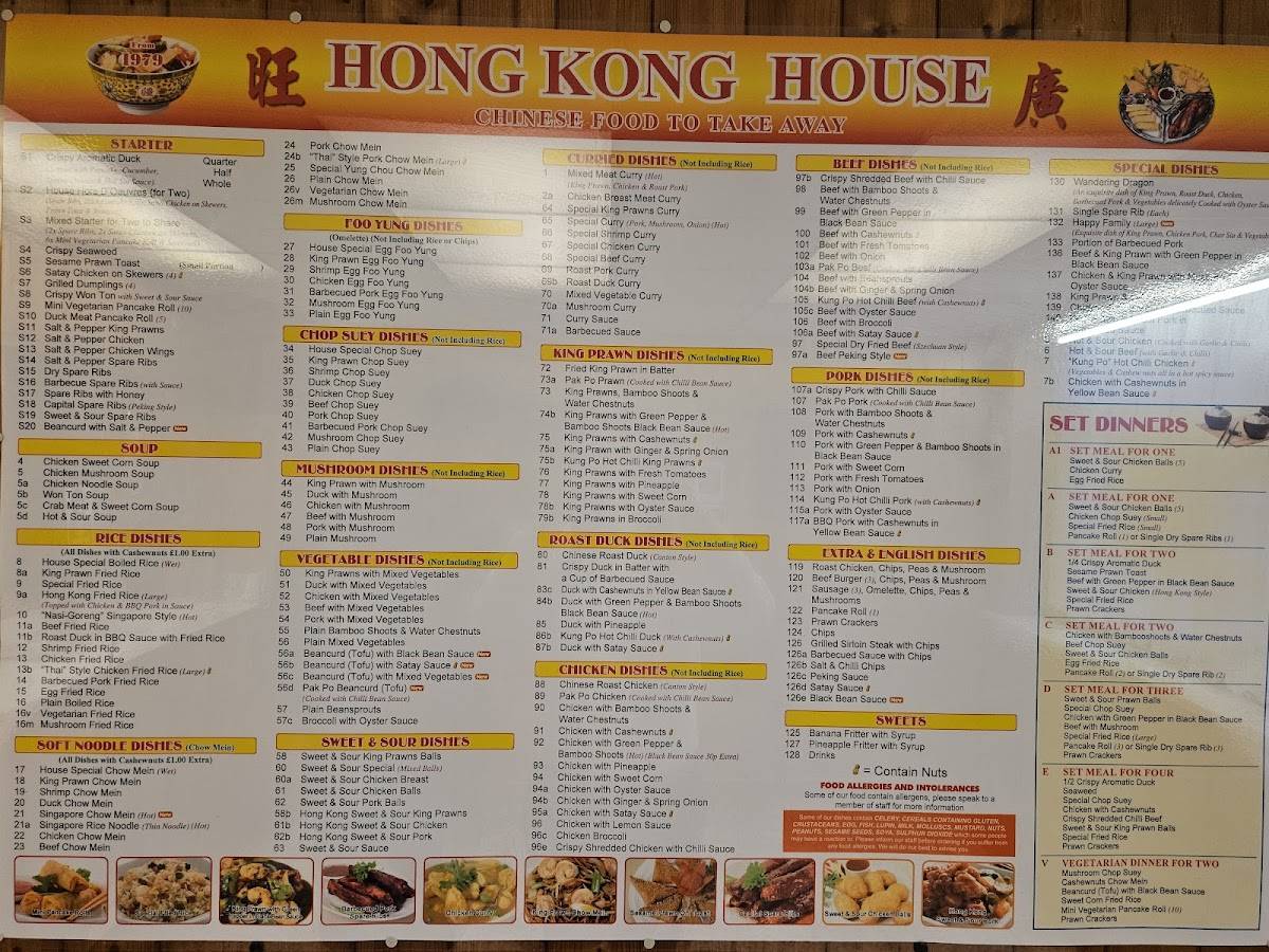 Menu at Hong Kong House Chinese Takeaway fast food, Shefford