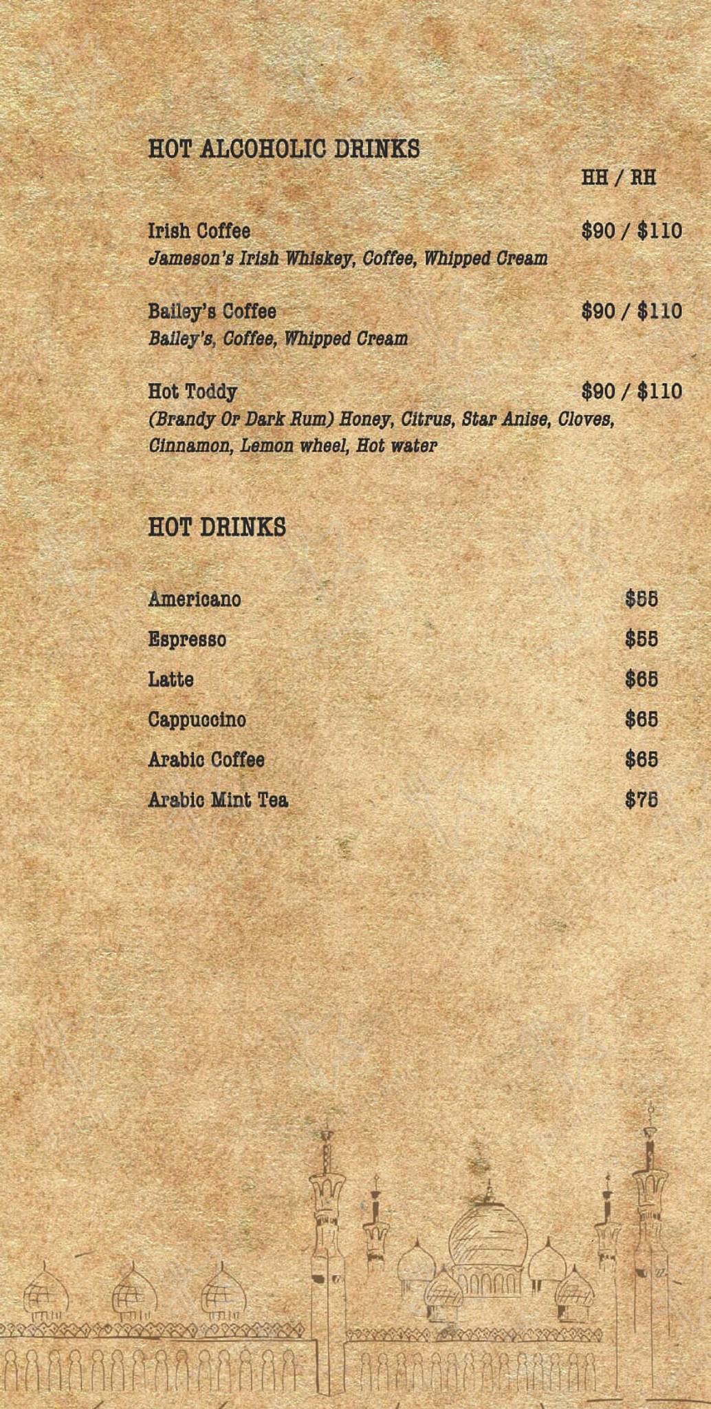 Menu at Shahrazad Lebanese Dining Lounge & Bar, Hong Kong