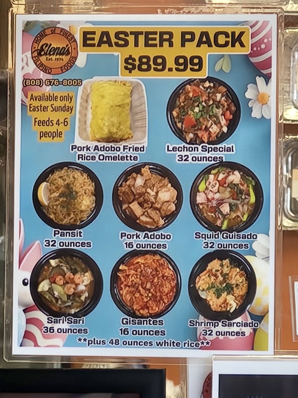 Menu at Elena's Restaurant, Waipahu, Tropicana Square Shopping Center