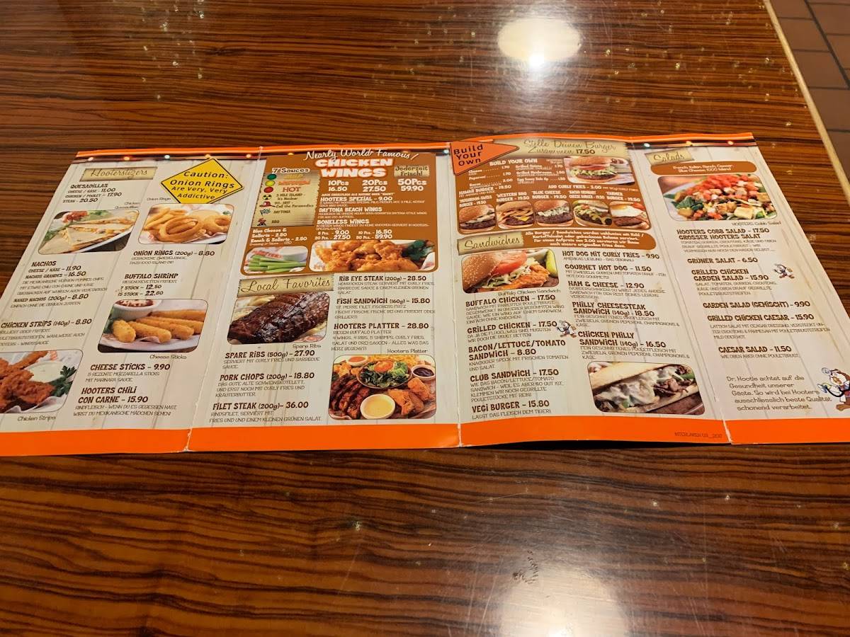 Menu au Restaurant Hooters Interlaken GmbH, Interlaken, Höheweg 57