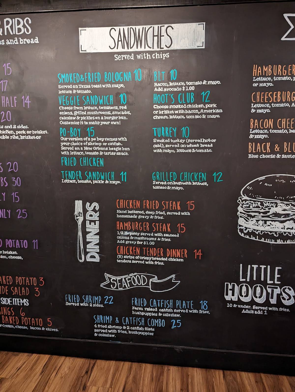 Menu at Hoot's BBQ & Steaks, McGehee