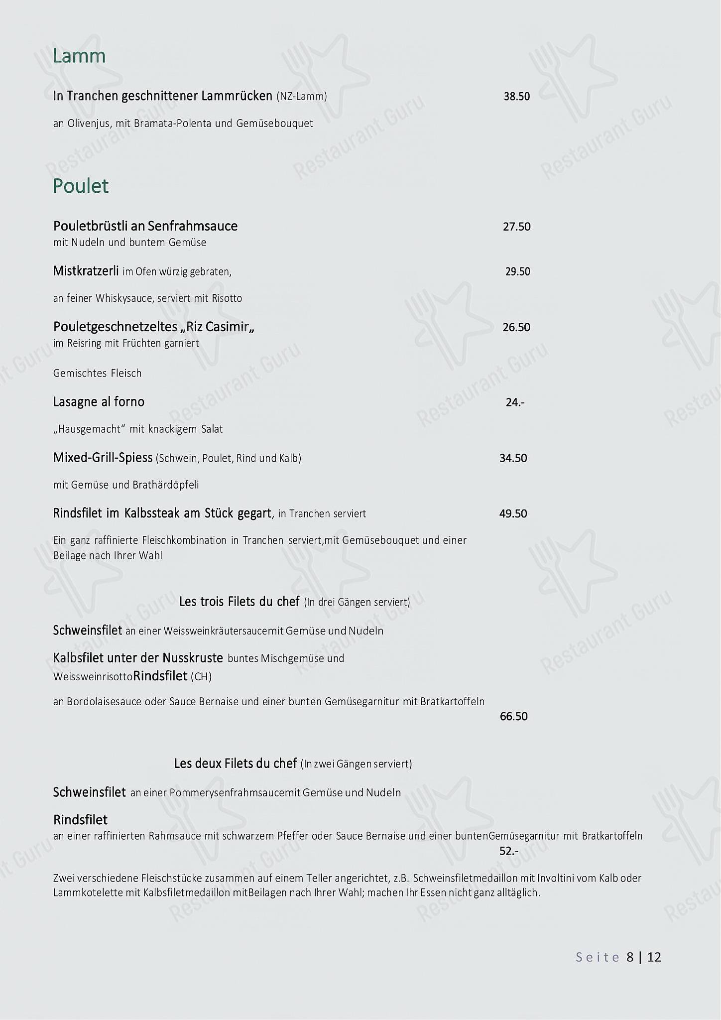 Speisekarte von Alpwirtschaft Horben, Beinwil (Freiamt)