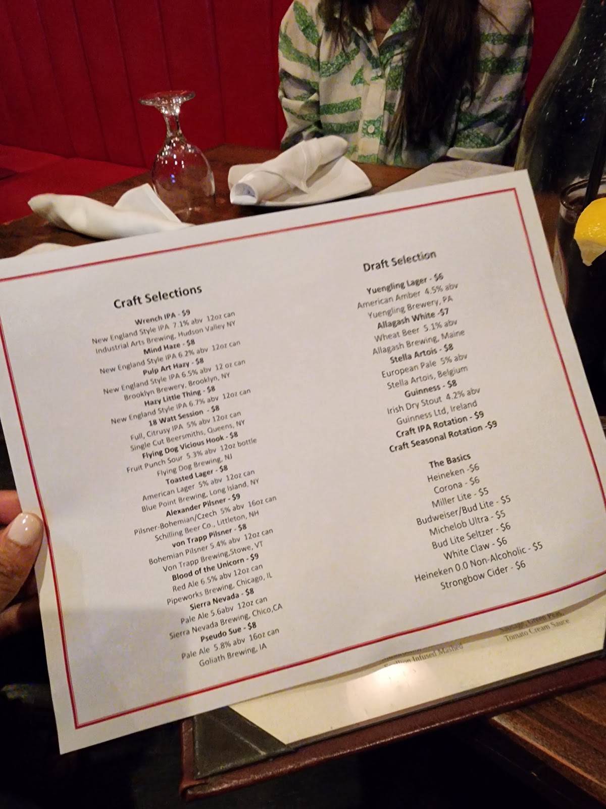 Menu at Closed pub & bar, North Caldwell