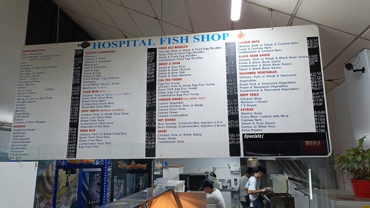 Menu at Hospital Fish Shop & Takeaways fast food, Whangarei