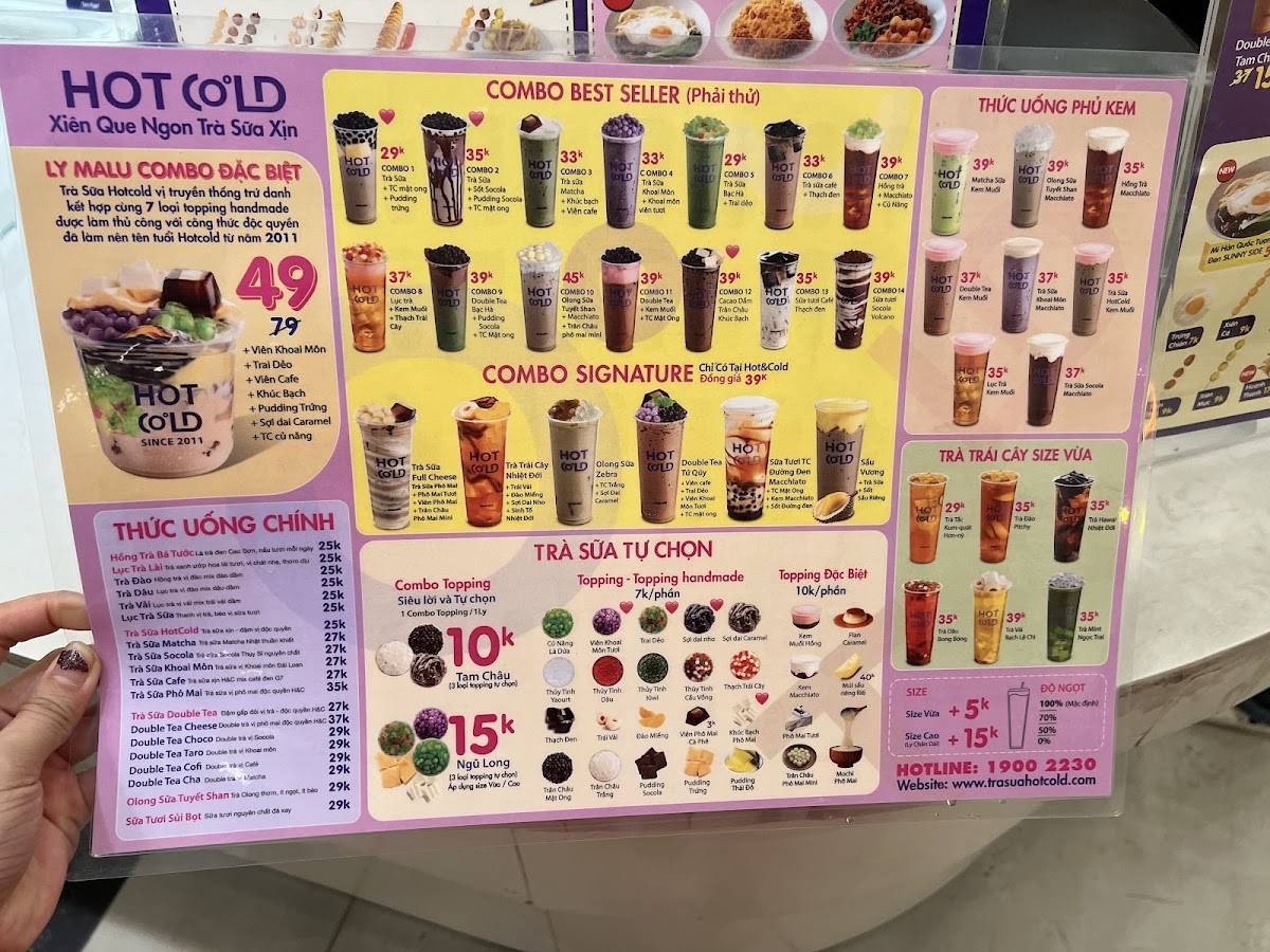 Menu at Hot and Cold Milk Tea Rocket cafe, Ho Chi Minh City