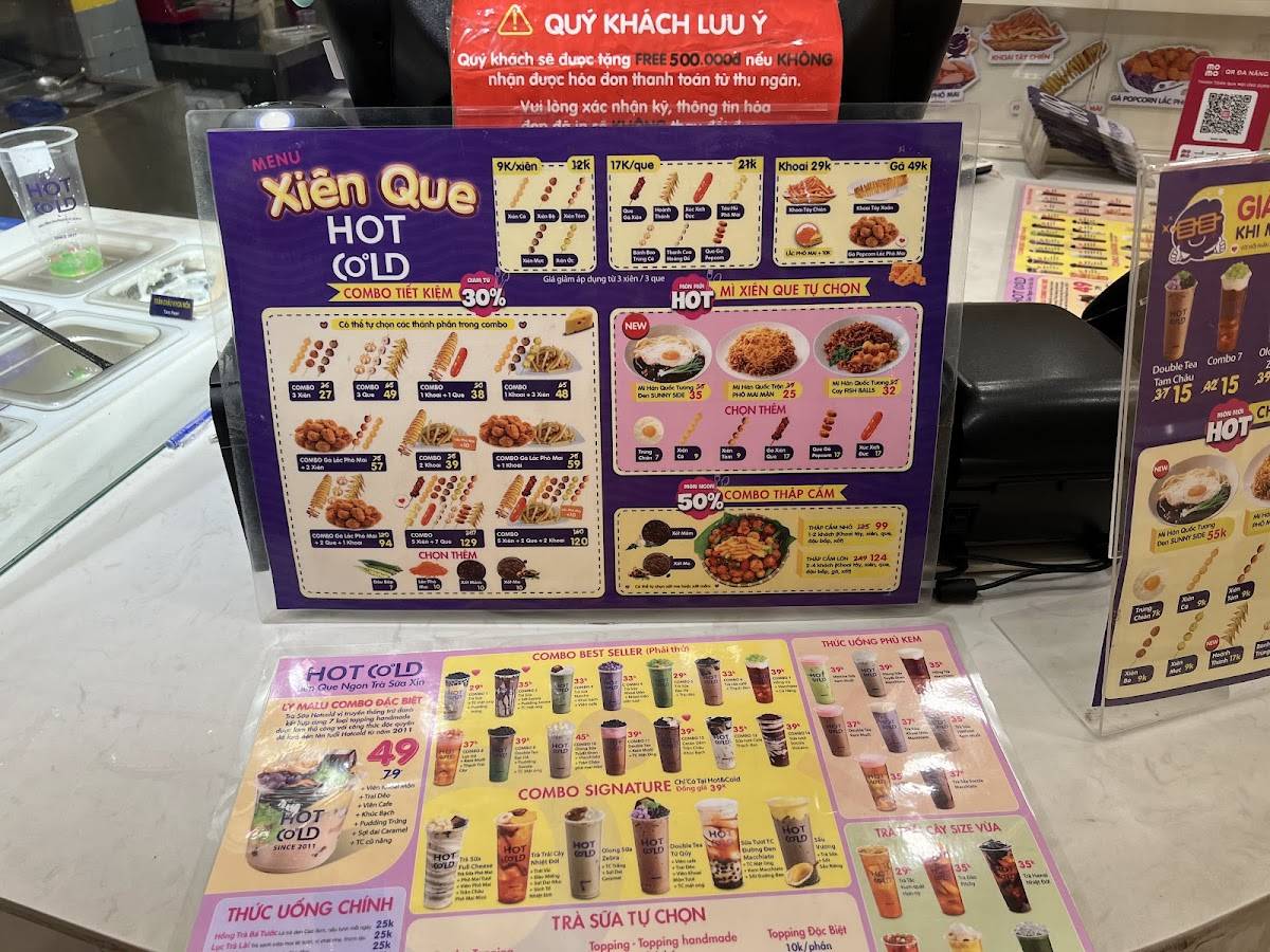 Menu at Hot and Cold Milk Tea Rocket cafe, Ho Chi Minh City
