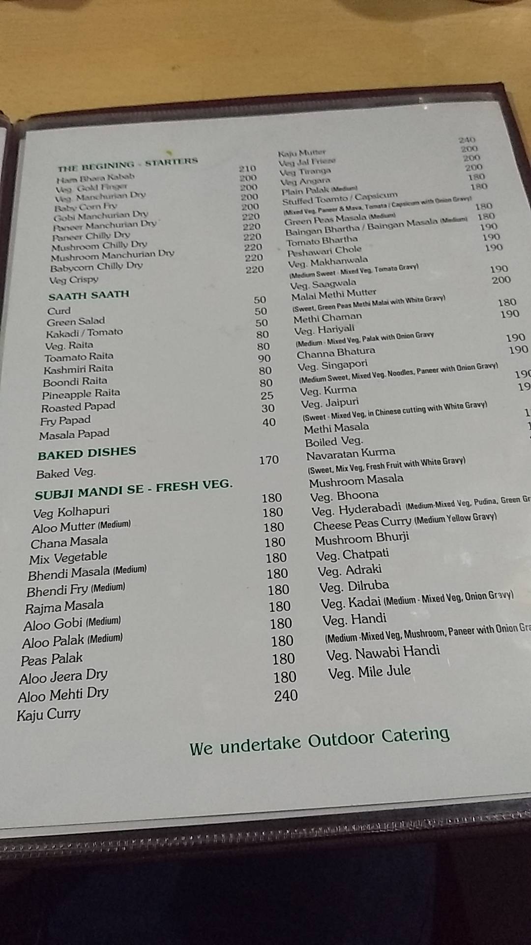Menu at Hotel Kinara's Maratha Darbar, Pune, Shop No. 1 & 2