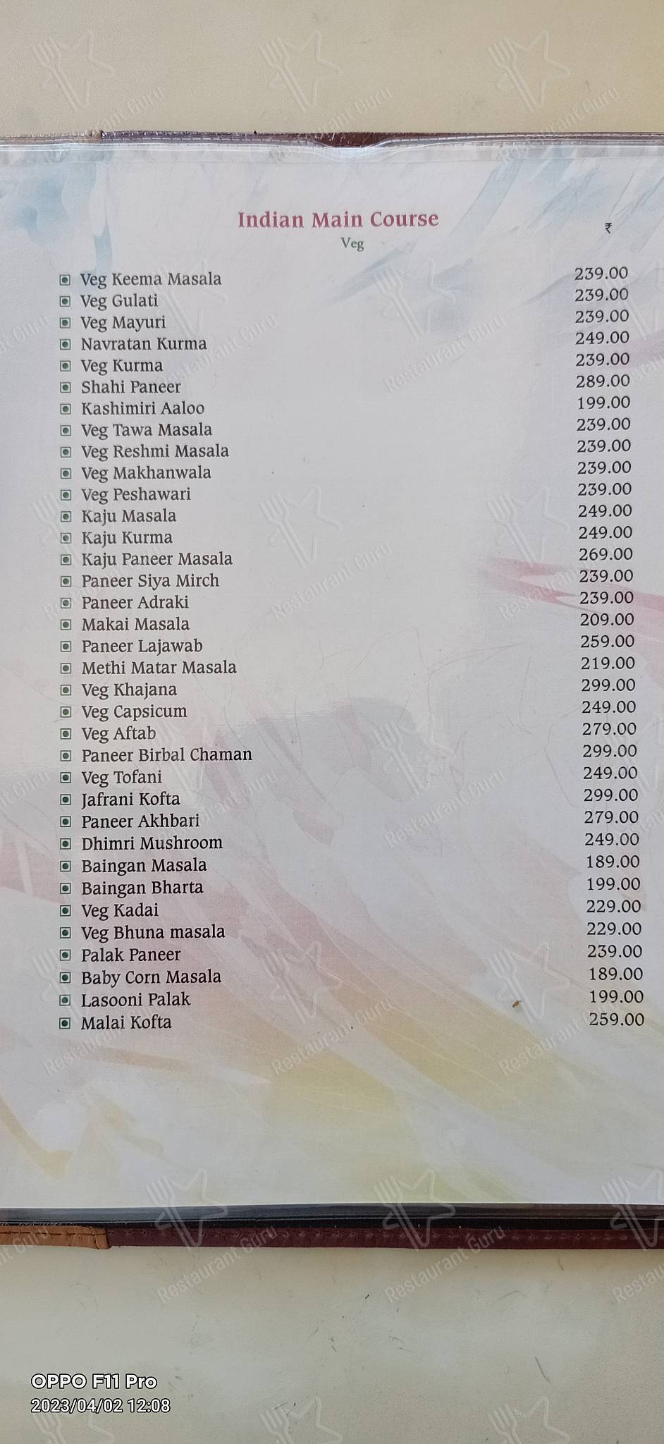 Menu at Hotel MH 07, Kankavali