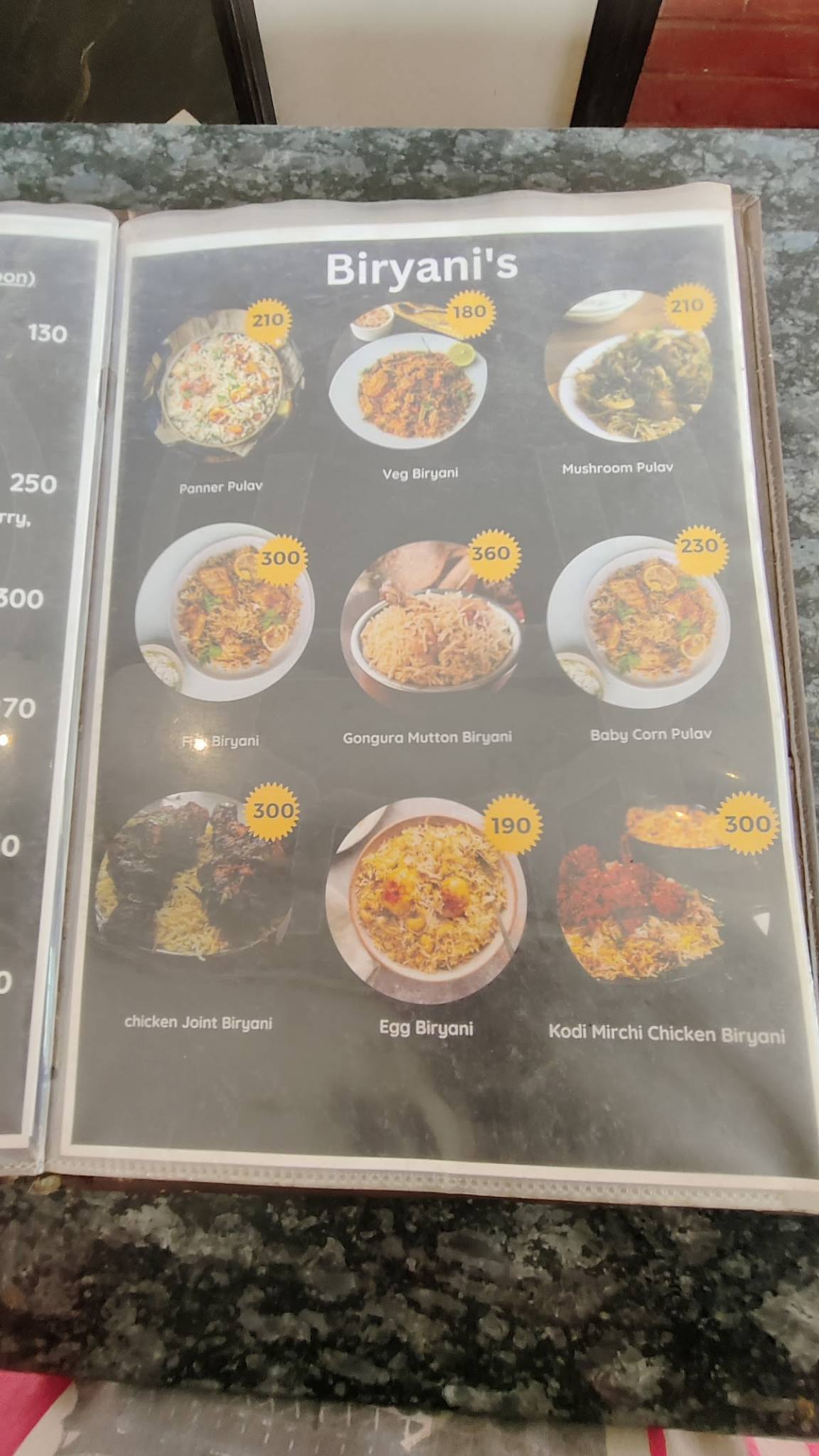 Menu at Hotel Mothi Mahal, Nellore