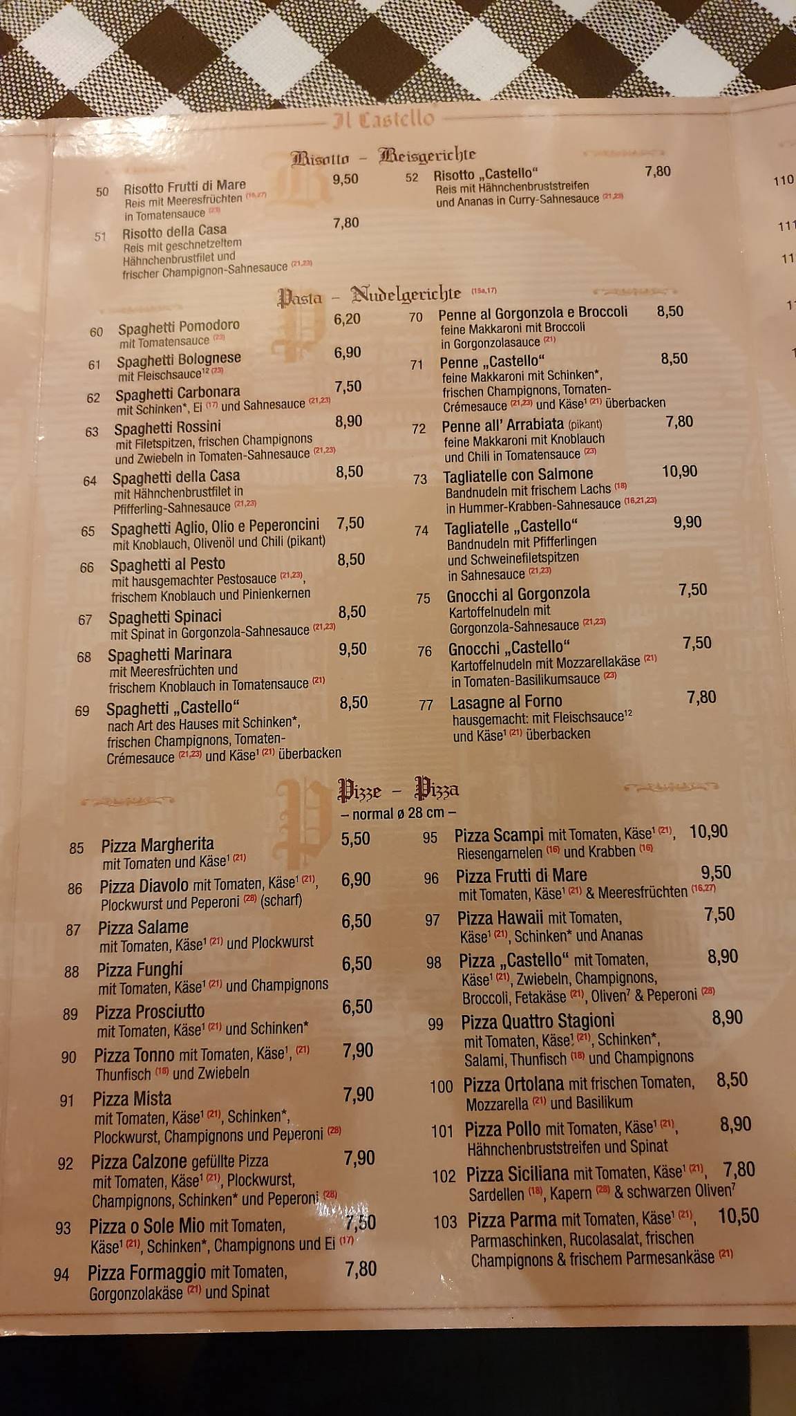 Speisekarte von Hotel und Restaurant Il Castello, Neuenhagen bei Berlin ...