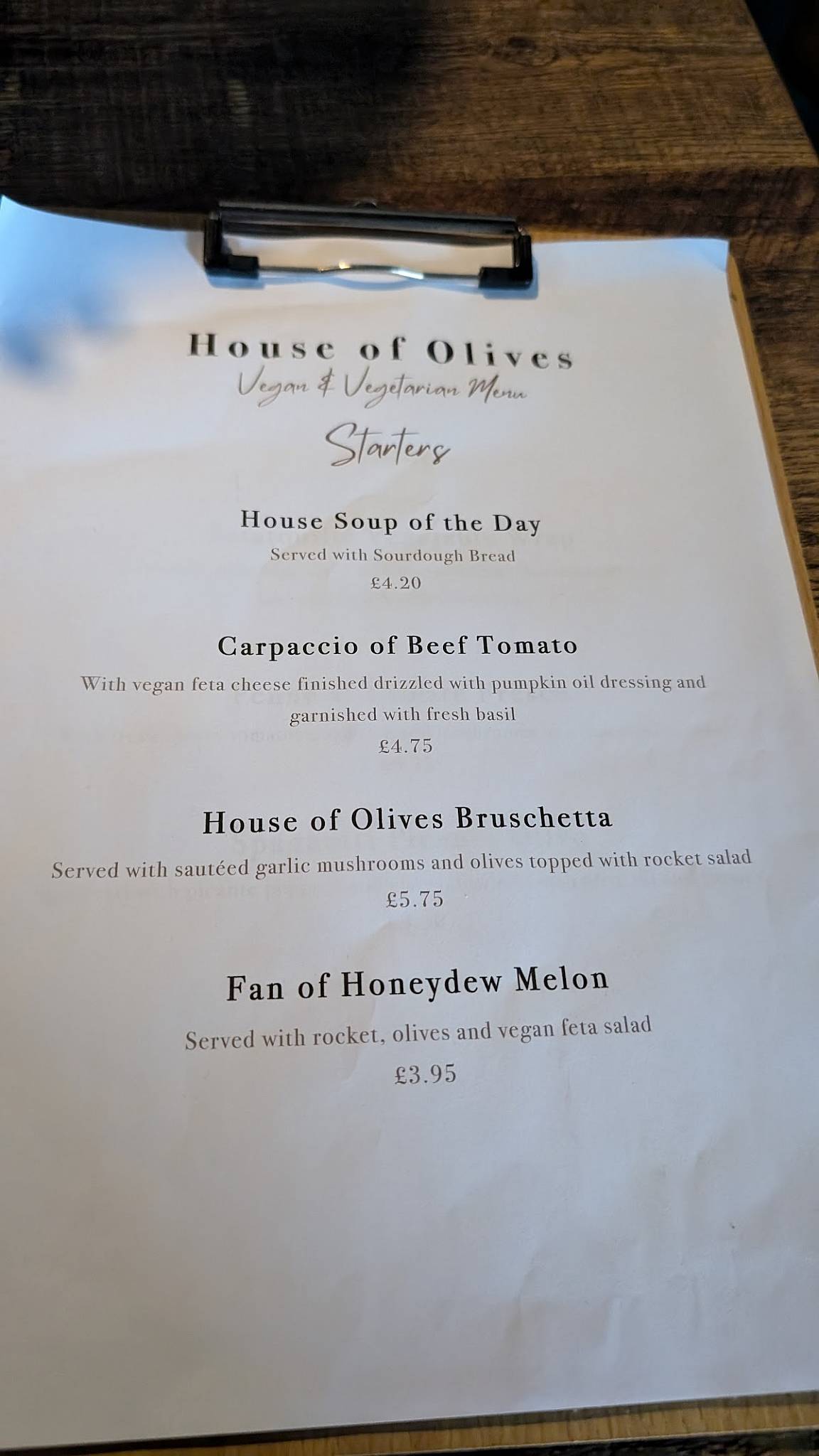 Menu at House of Olives Falkirk cafe, Falkirk