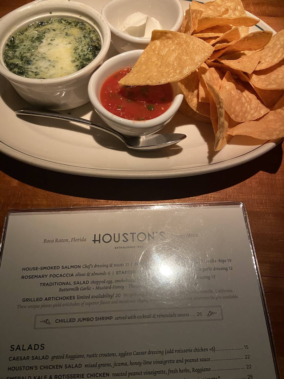 Menu at Houston's steakhouse, Boca Raton
