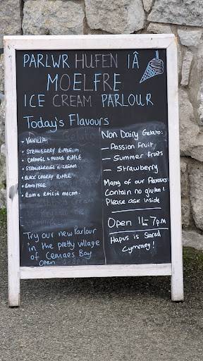 Menu at Hufen Iâ Ynys Môn Anglesey Ice Cream, Moelfre