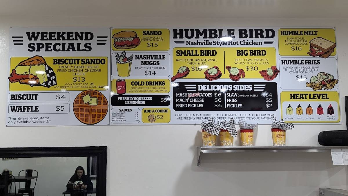 Menu at Humble Bird restaurant, Los Angeles