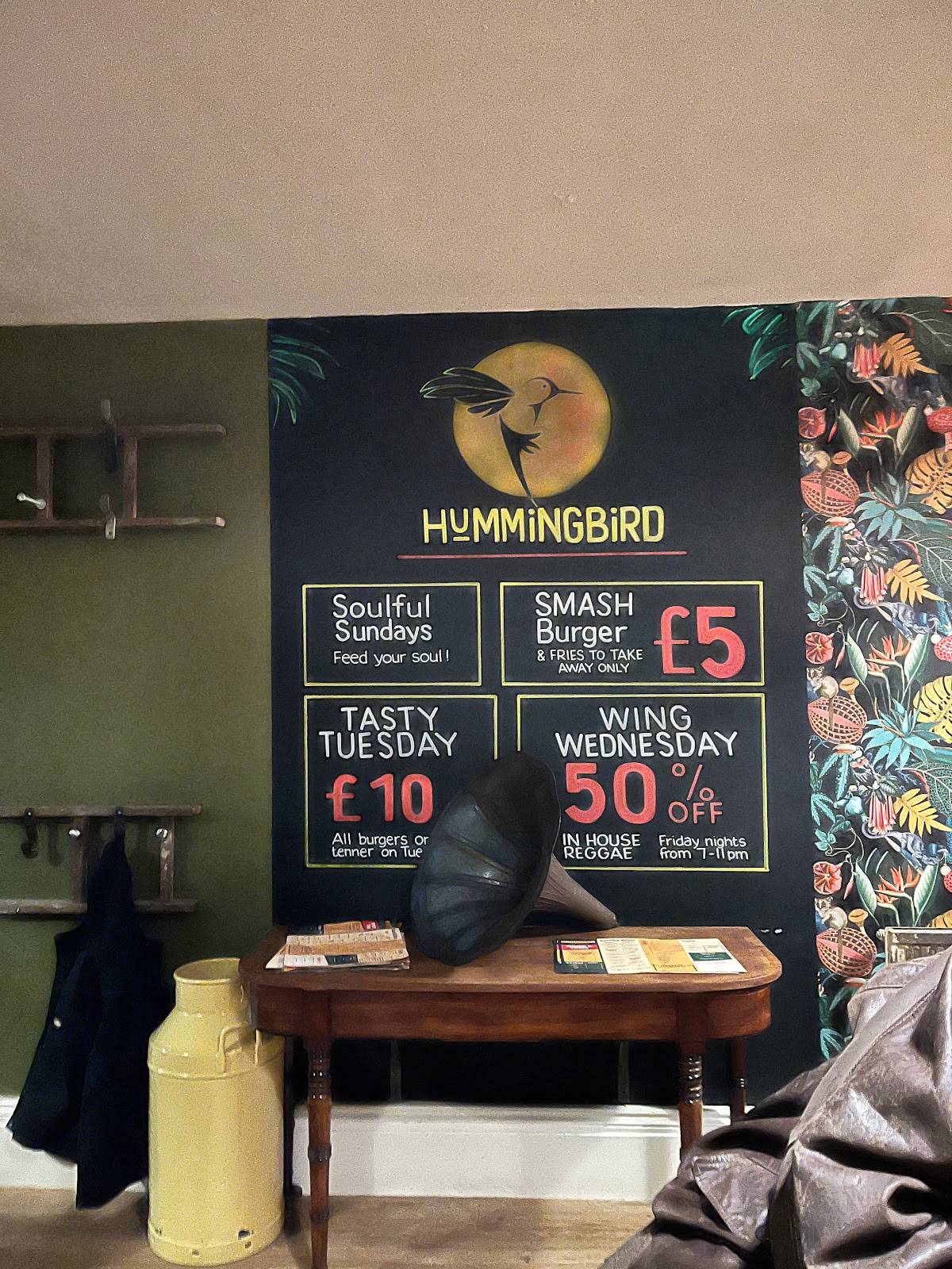 Menu at Hummingbird restaurant, Sherborne