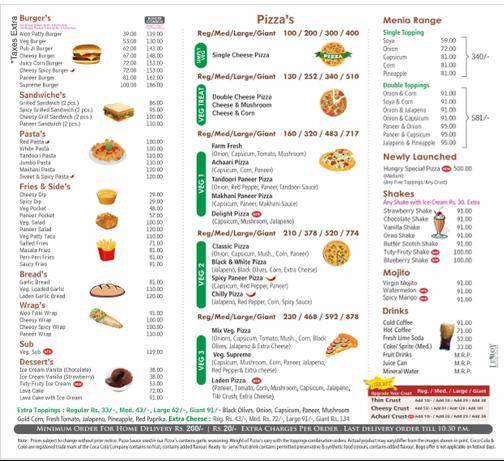 Menu at Hungry Point, Urmar Tanda