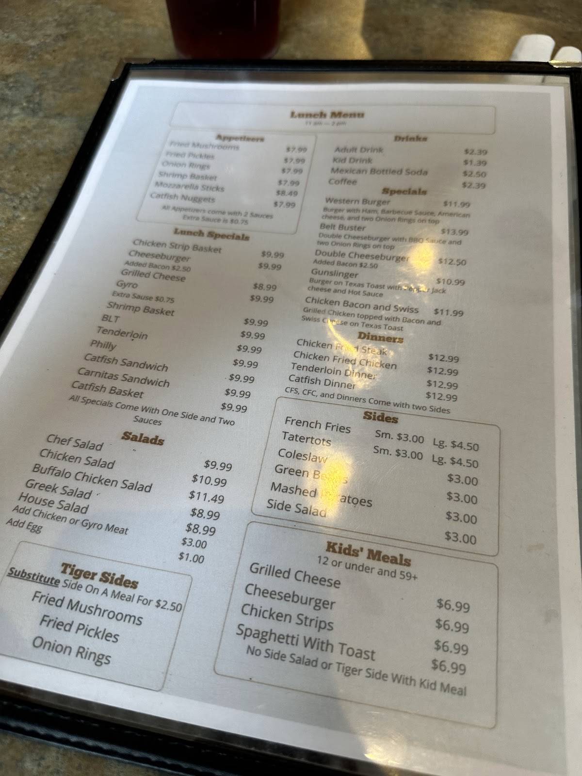 Menu at Hungry Tiger restaurant, Hallsville