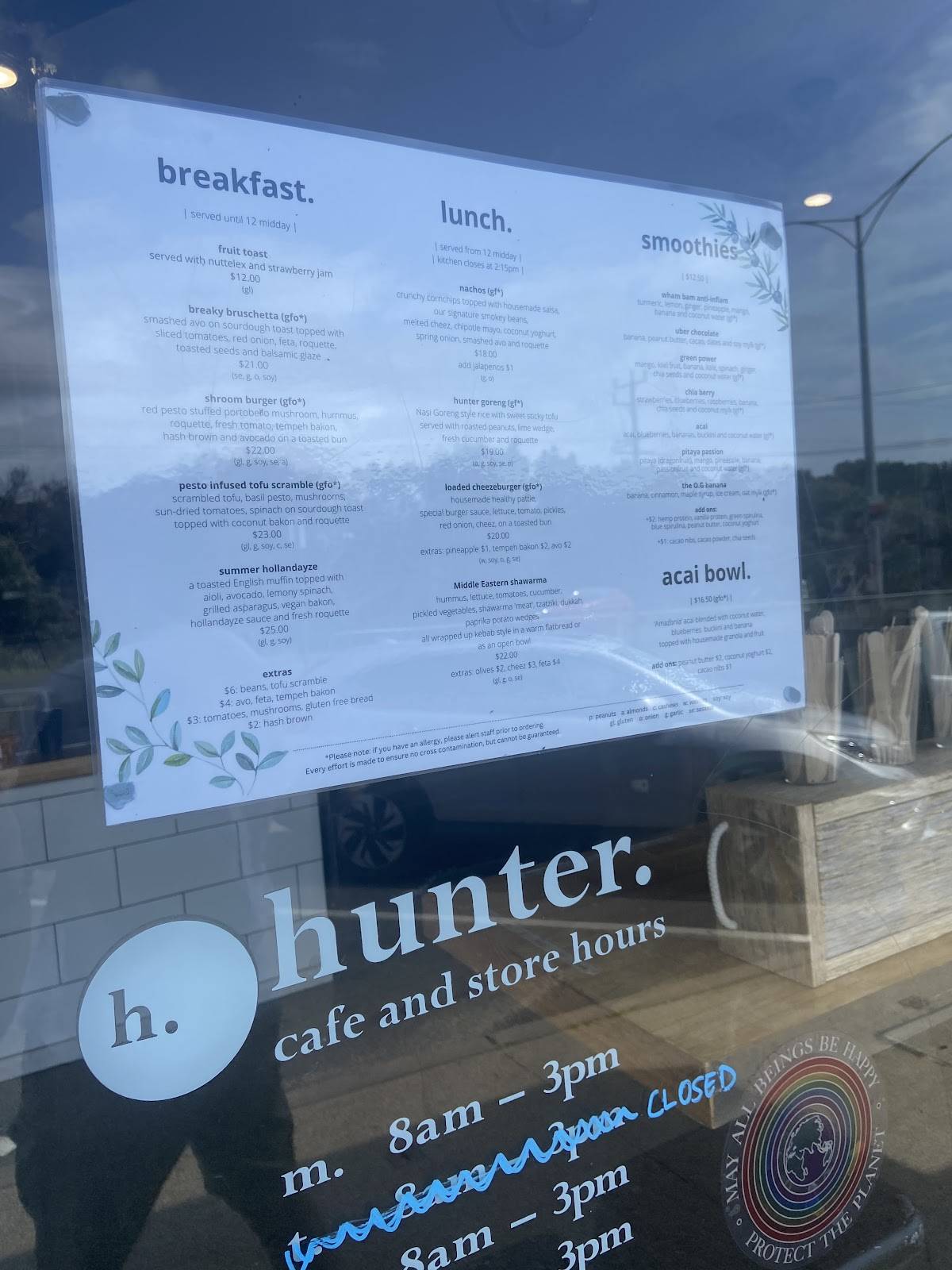 Menu at Hunter Cafe, Rye