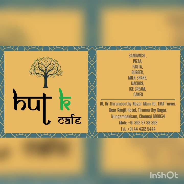 Menu at Hut K Cafe, Chennai