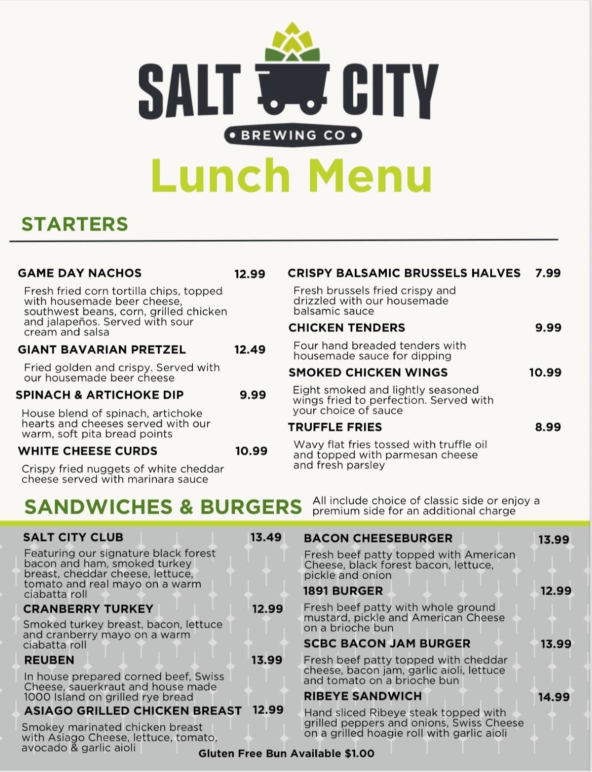 Carta del pub y bar Salt City Brewing Company, Hutchinson