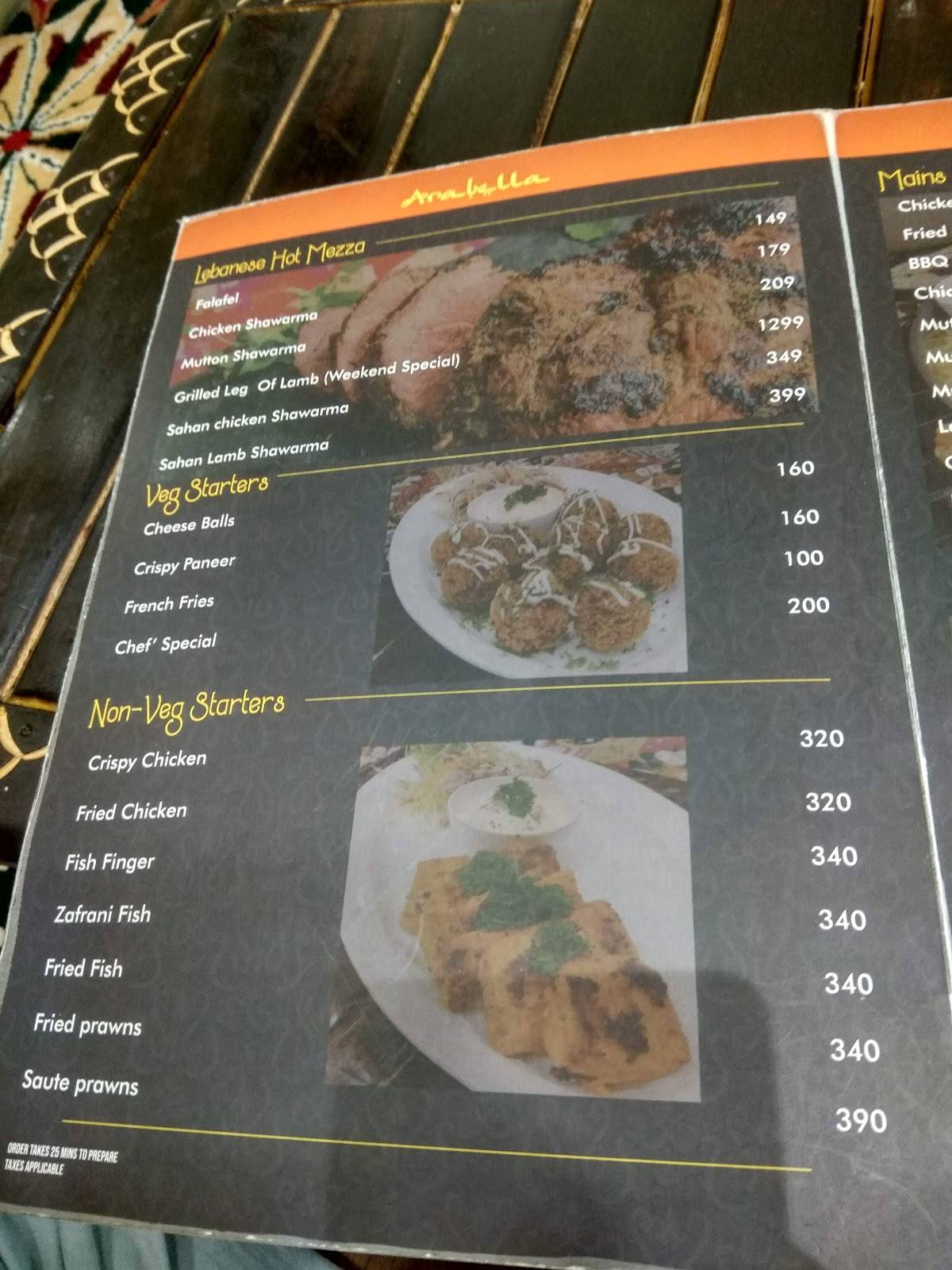 Menu at Arabella House Of Arabic & Lebanese Cuisine, Hyderabad