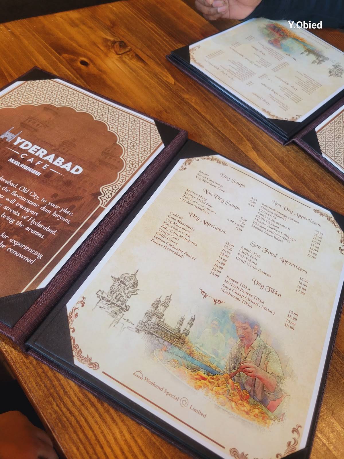 Menu at Hyderabad Cafe, Brampton