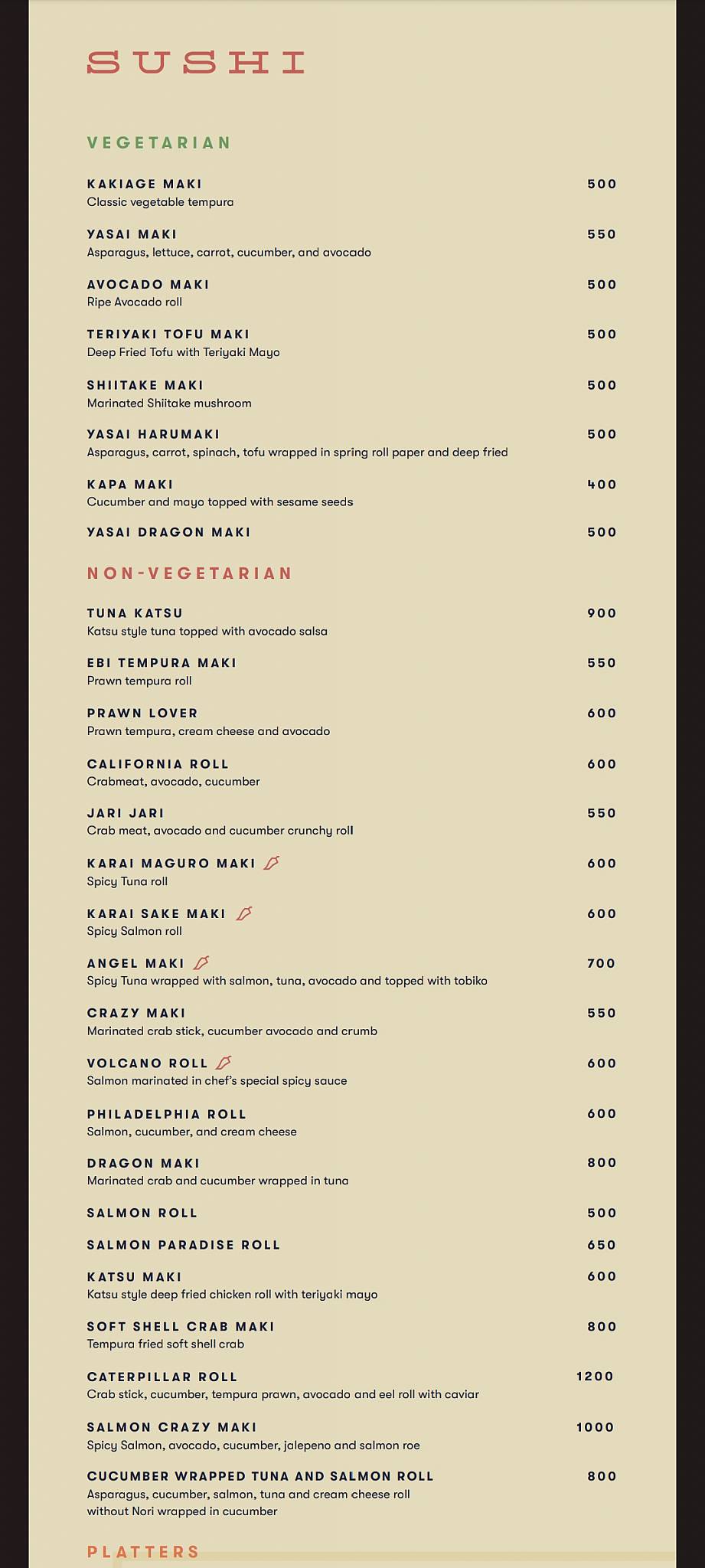 Menu at HAIKU, The Asian Kitchen, Hyderabad, Above GoodEarth