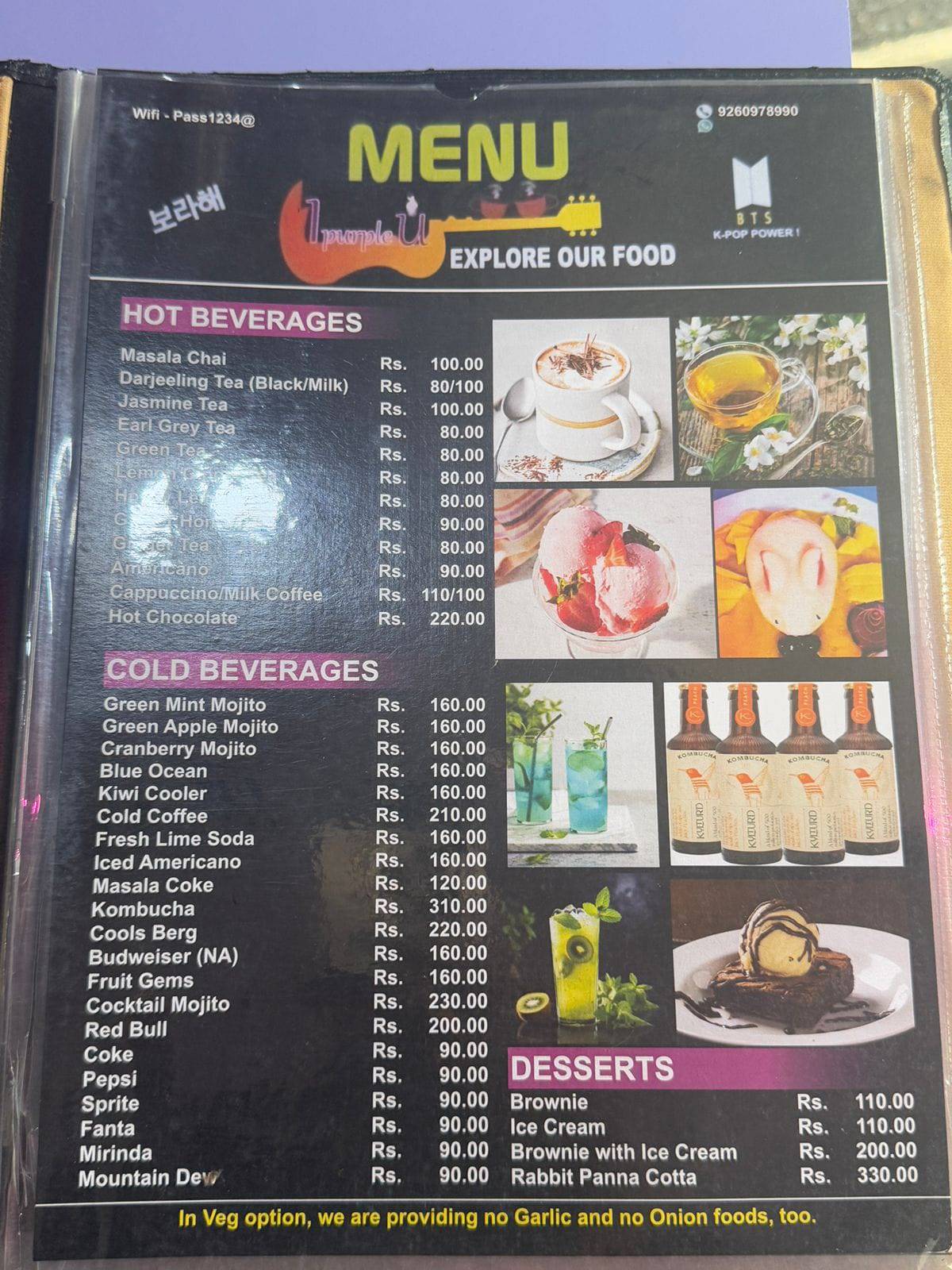 Menu at I Purple U Cafe - Best Korean/Nepali Cafe in Siliguri, Bara Gharia