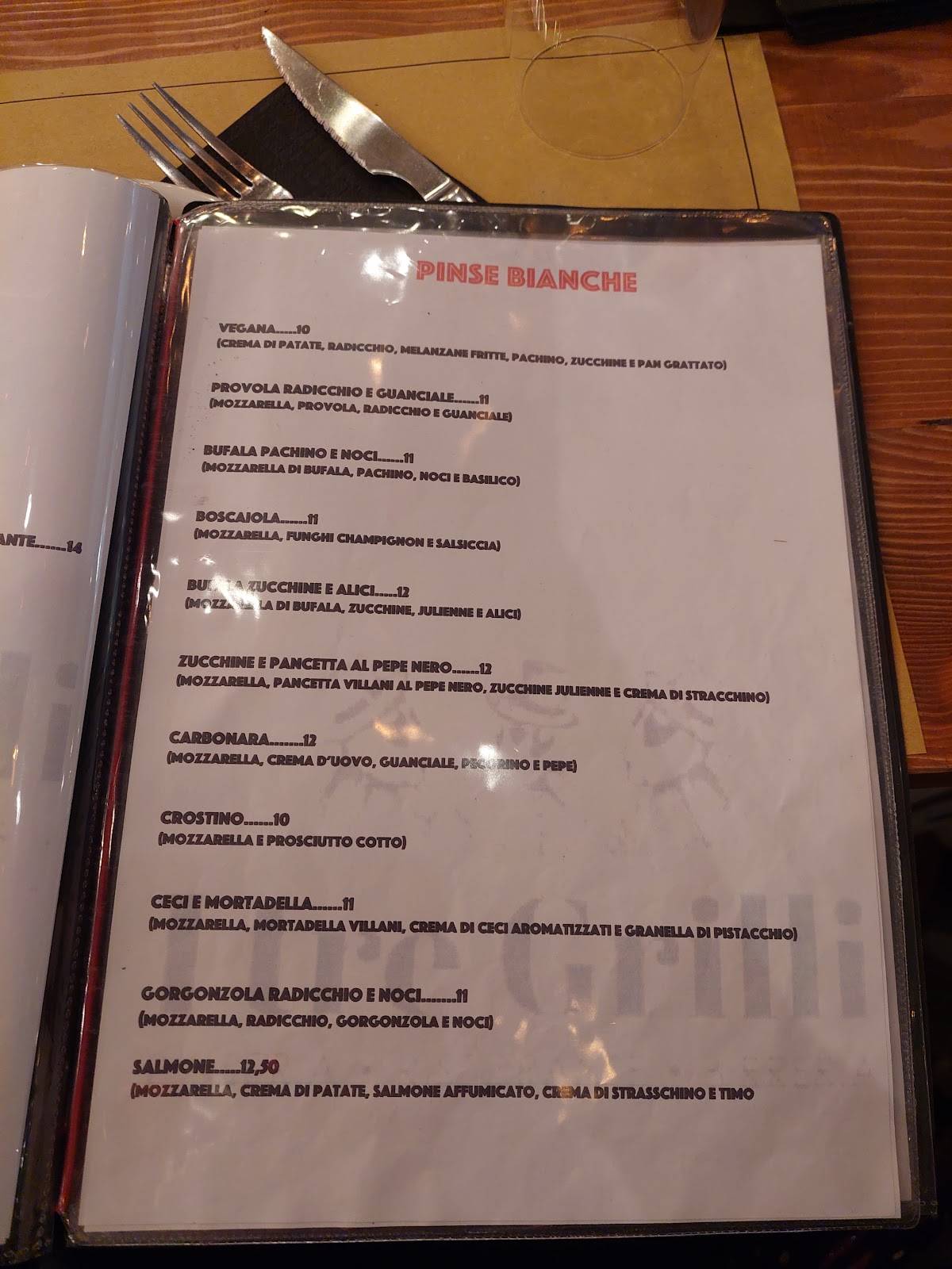 Menu da I Tre Grilli Pinseria ristorante, Roma