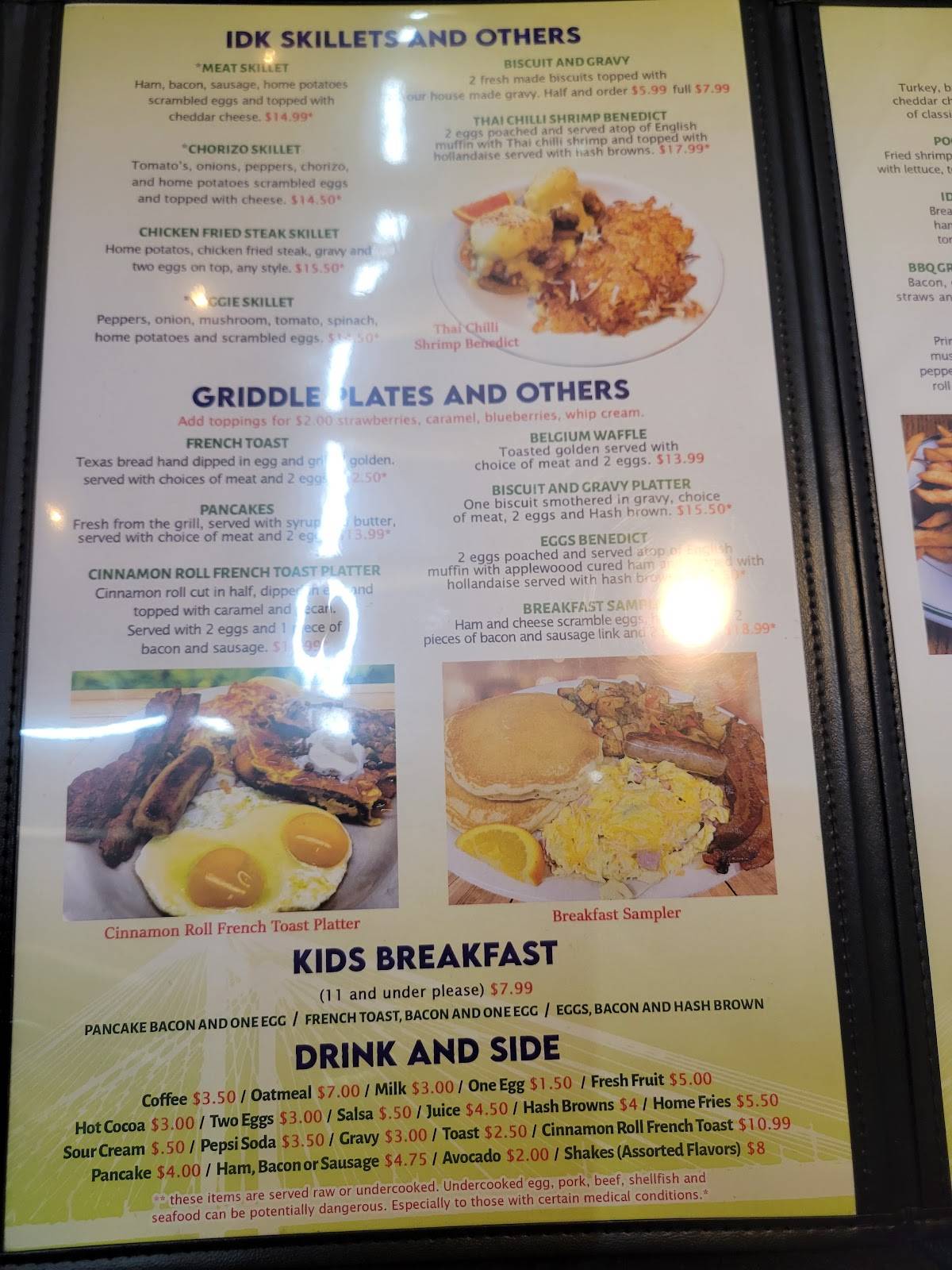Menu at IDK Restaurant, Kennewick