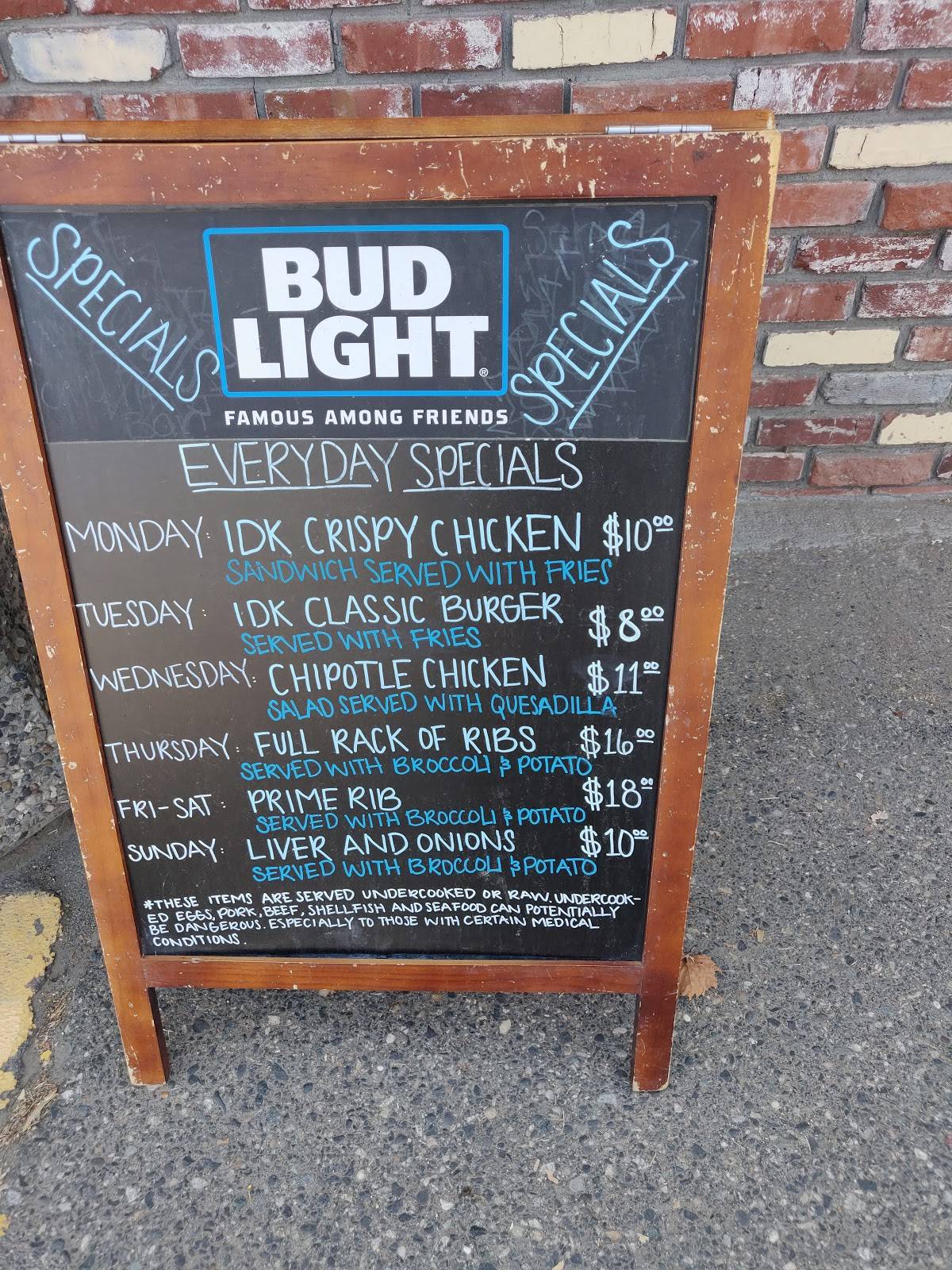 Menu at IDK Restaurant, Kennewick