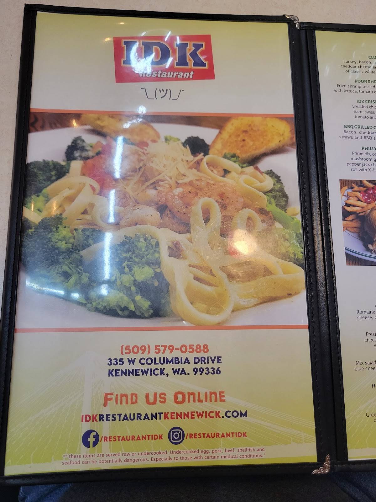 Menu at IDK Restaurant, Kennewick