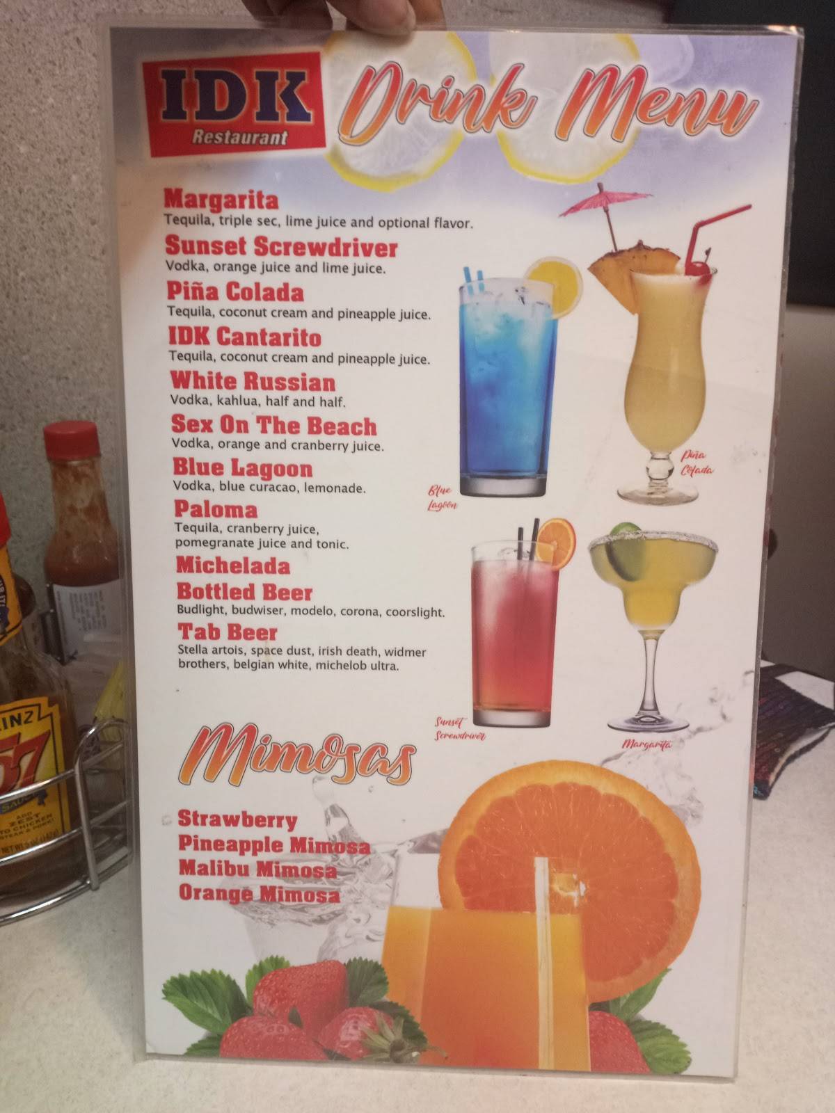 Menu at IDK Restaurant, Kennewick