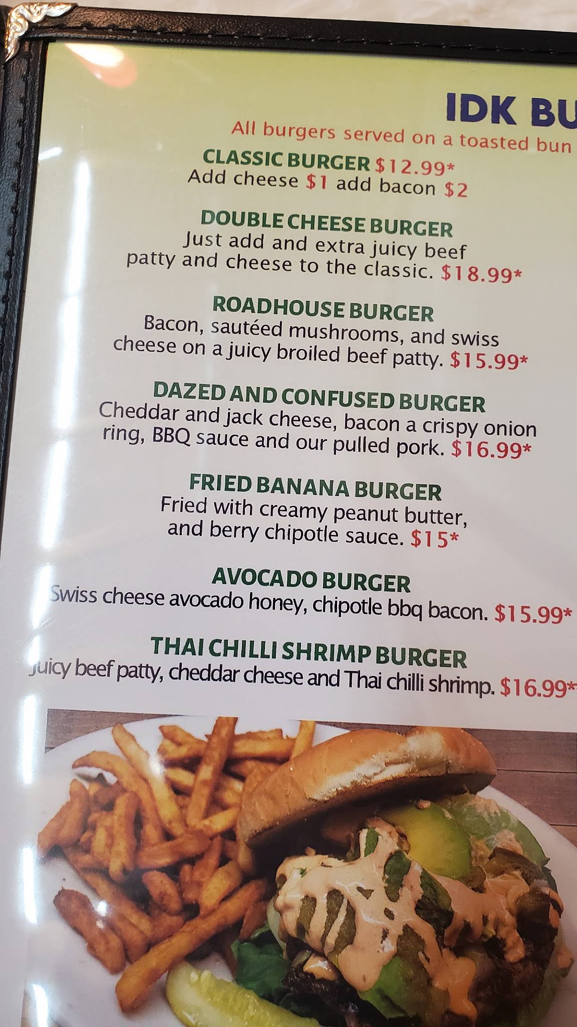 Menu at IDK Restaurant, Kennewick