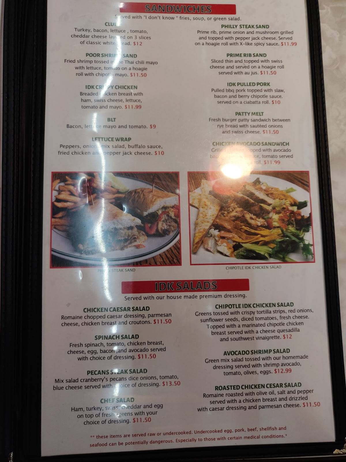 Menu at IDK Restaurant, Kennewick