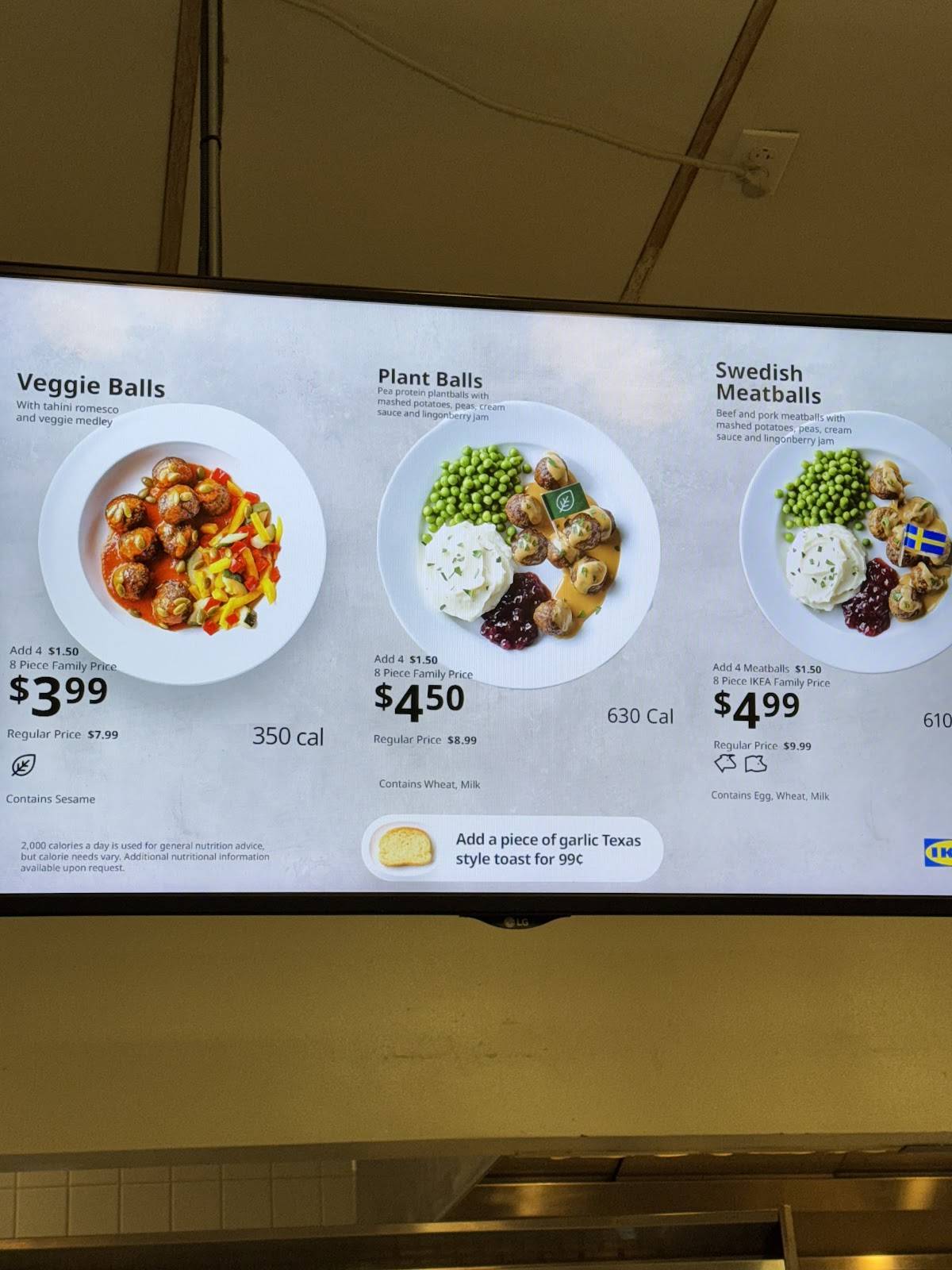 Menu at IKEA Restaurant, San Diego