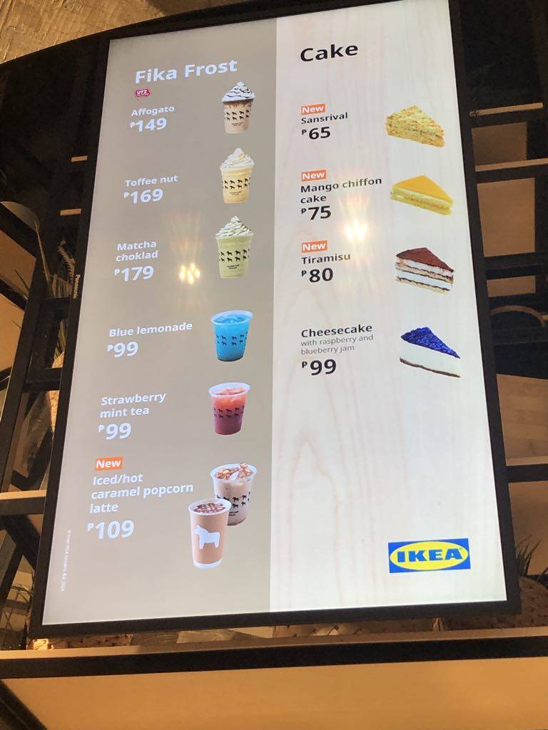 Menu at IKEA Swedish Café Pasay restaurant, Pasay