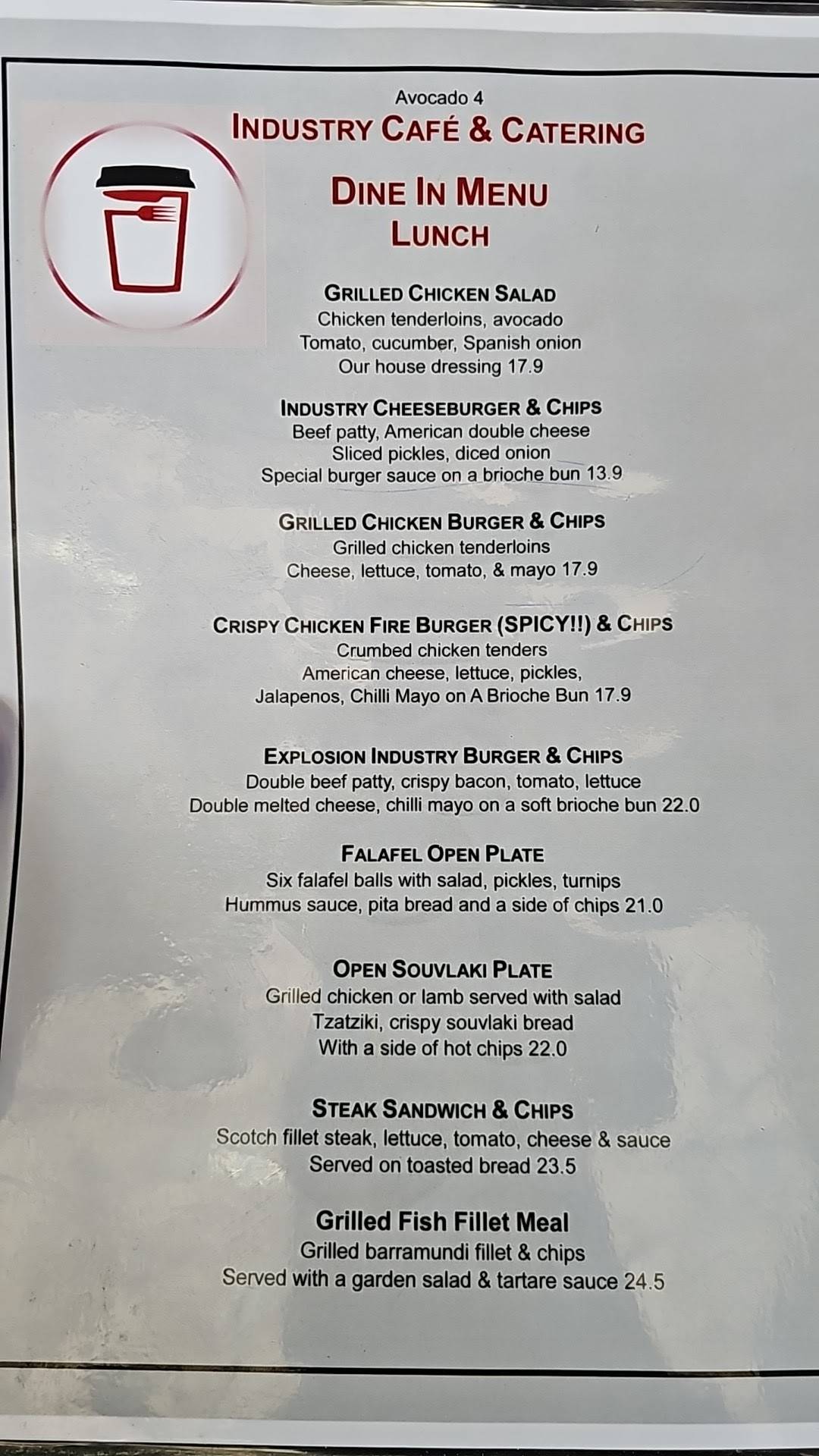 Menu at INDUSTRY CAFE, Epping