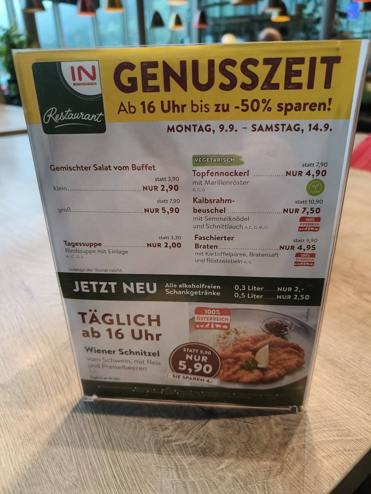 Speisekarte von INTERSPAR-Restaurant, Lienz, Nussdorf AT