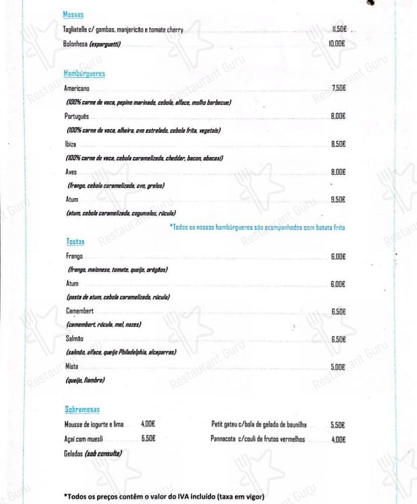 Carta de Ibiza Beach Bar, Costa de Caparica