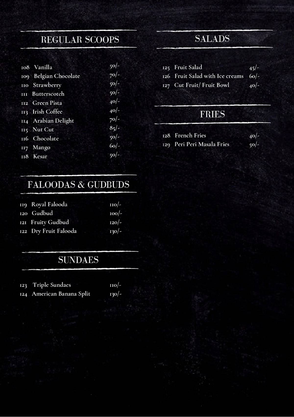 Menu at Ice Pot, Bengaluru