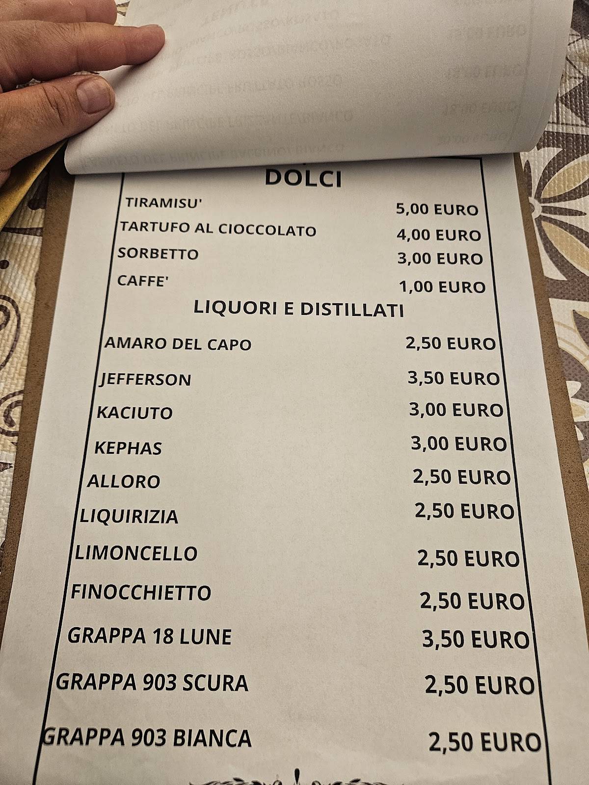 Menu da Il Calabrese ristorante, Parghelia