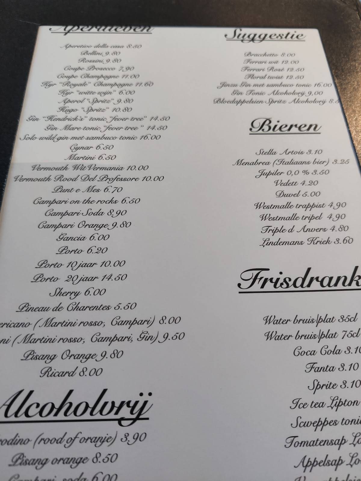 Menu at Il Divino di Milano restaurant, Wuustwezel, Wuustwezel BE