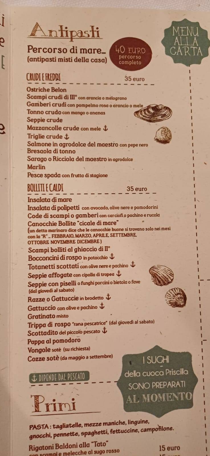 Speisekarte von Il Gambero da Tato restaurant, San Benedetto del Tronto