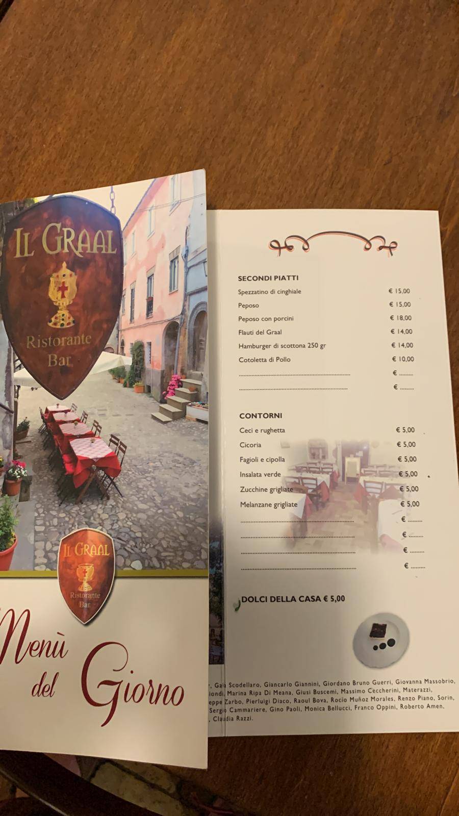 Menu da Il Graal Ristorante/Bar, Calcata Vecchia