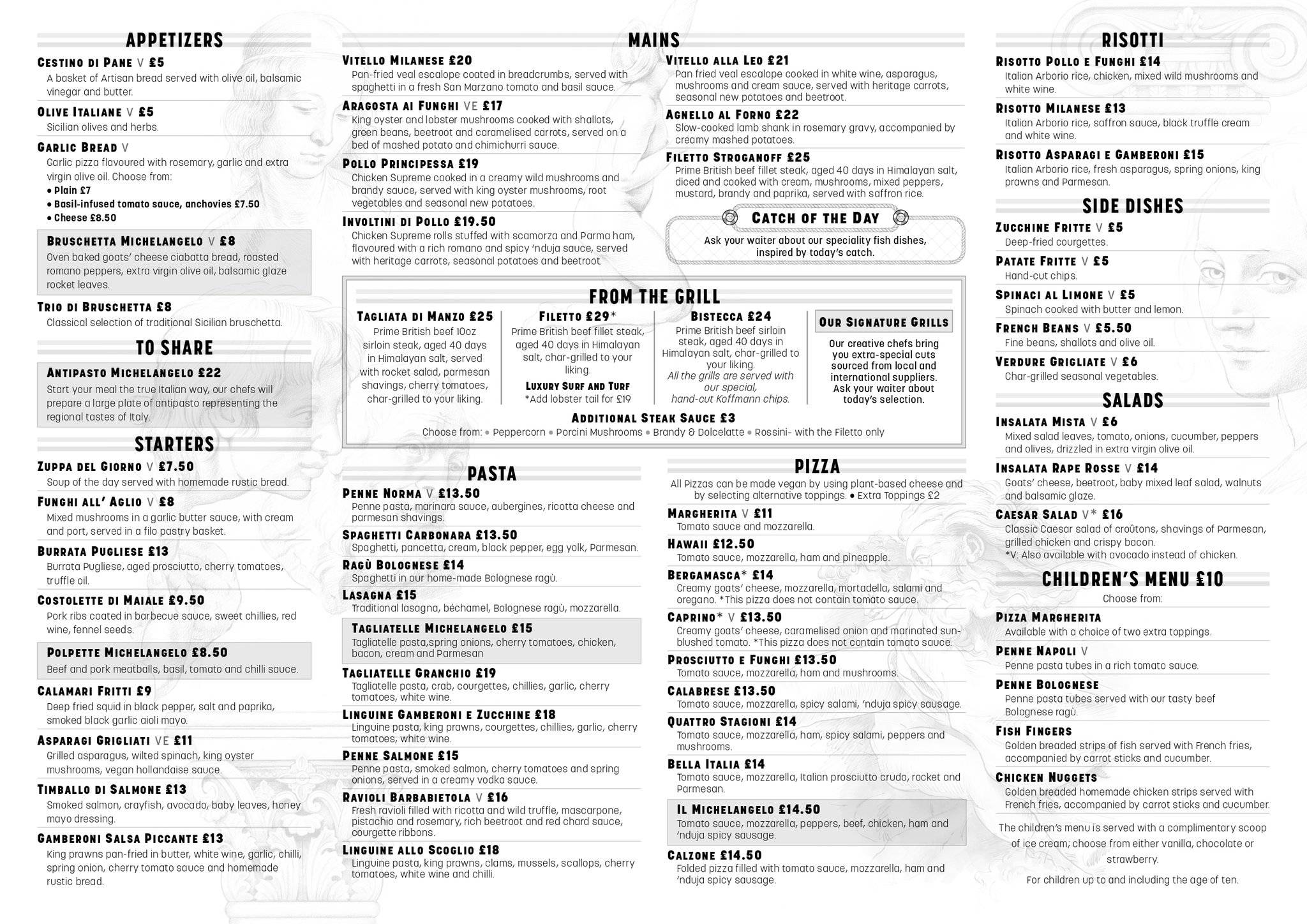 Menu at Il Michelangelo Weston pizzeria, Weston-super-Mare