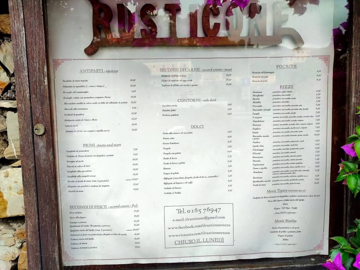 Menu da Il Rusticone pizzeria, Recco