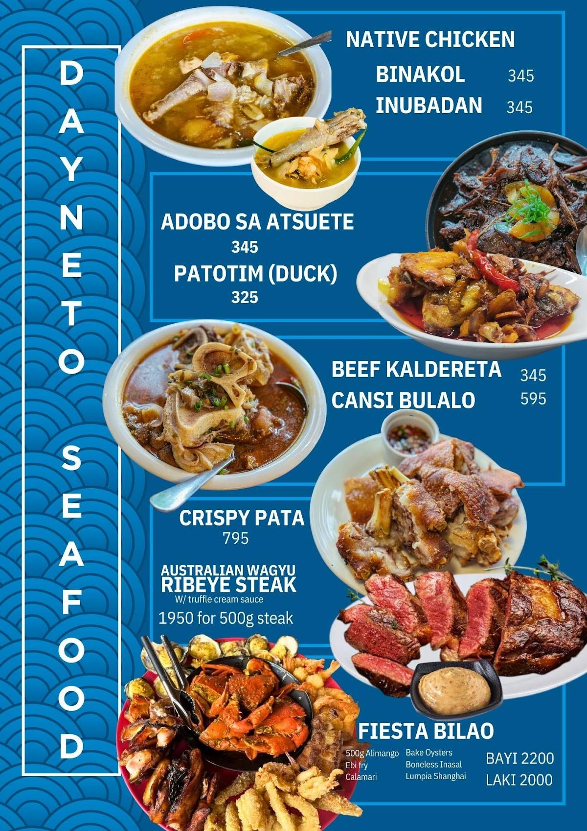Carta de Dayneto Seafood Grill & Restaurant, Iloílo